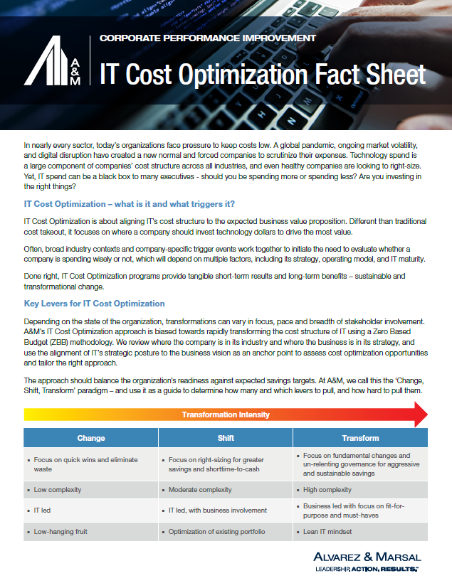 IT Cost Optimization | Alvarez & Marsal | Management Consulting ...