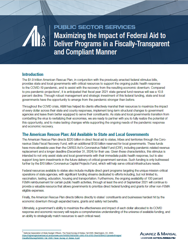 Maximizing the Impact of Federal Aid to Deliver Programs in a Fiscally ...